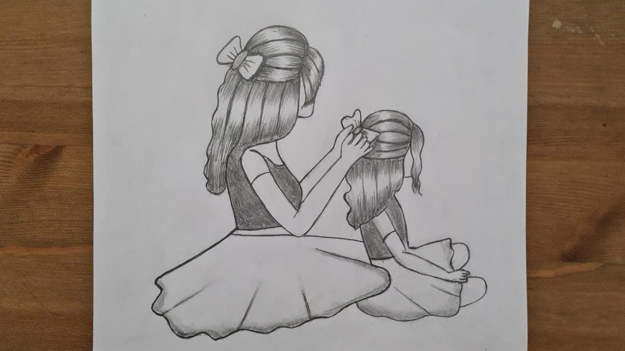 Two Girls Sitting ll Step - Step Drawing ll Joanna's World - YouTube