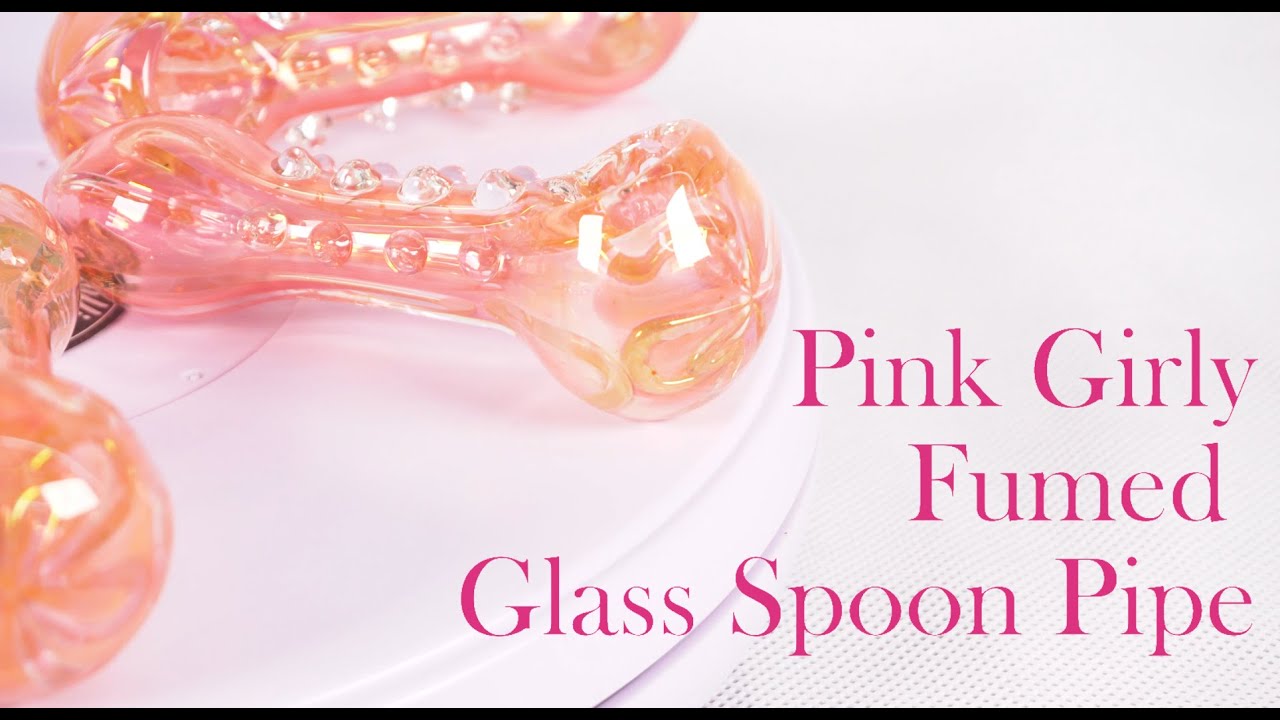Pink Girly Fumed Glass Spoon Pipe | PuffingBird.com - YouTube