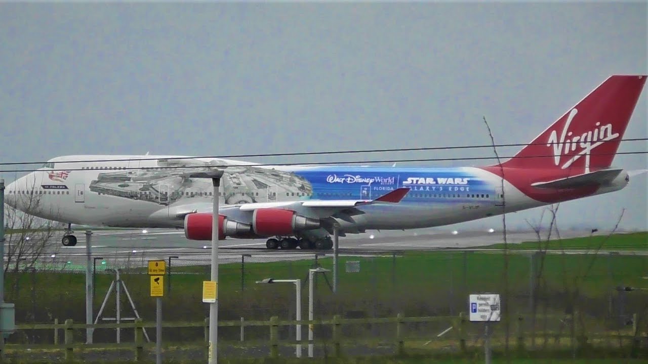 THE RETIRED FALCON | Virgin Atlantic Star Wars Boeing 747 Departing ...