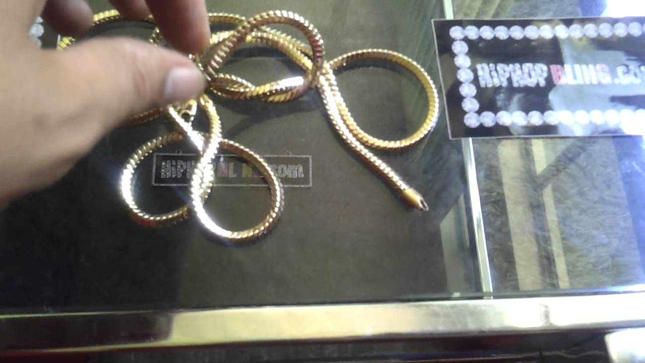 4mm Square Snake 3D Gold Hip Hop Chain - YouTube