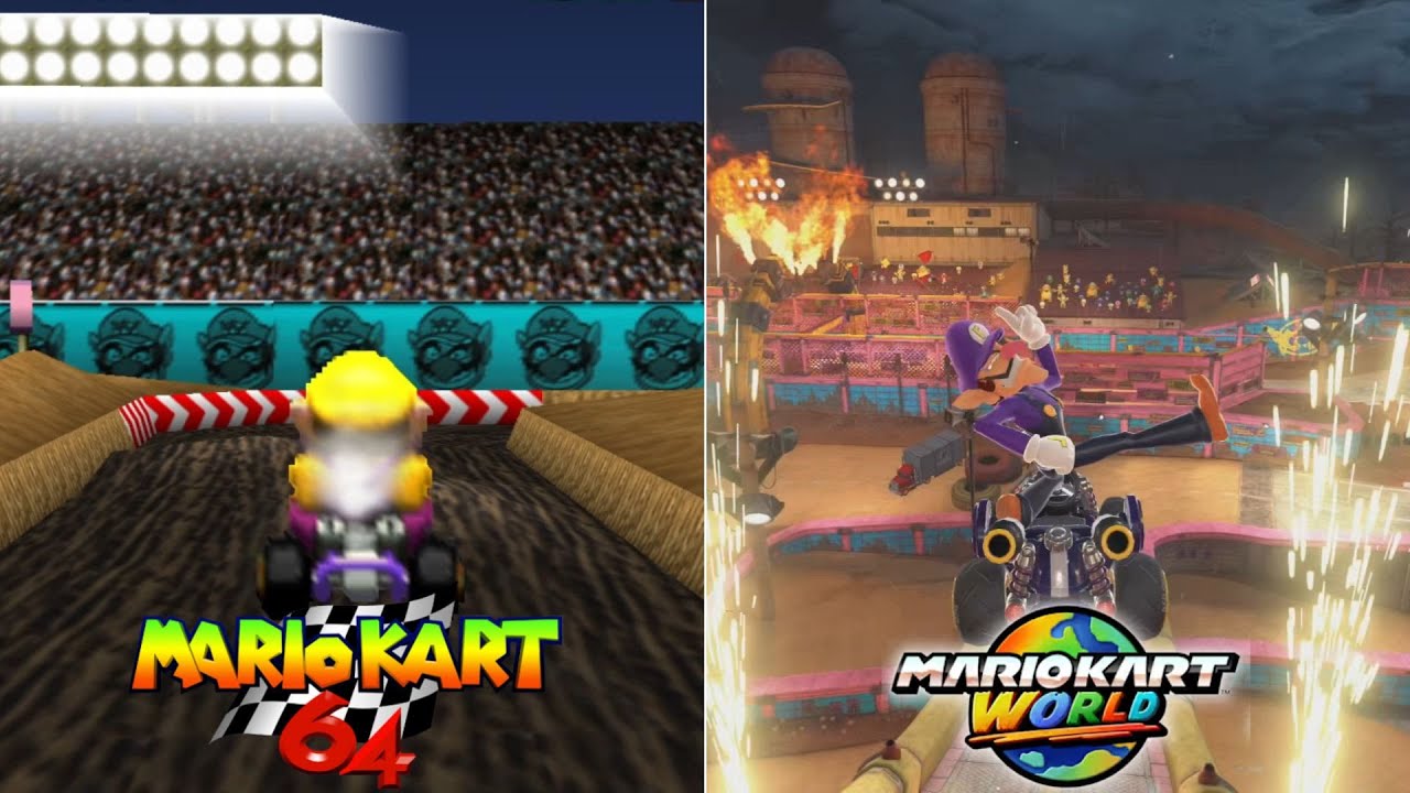Evolution Of N64 Wario Stadium Course In Mario Kart Games [1996-2025 ...
