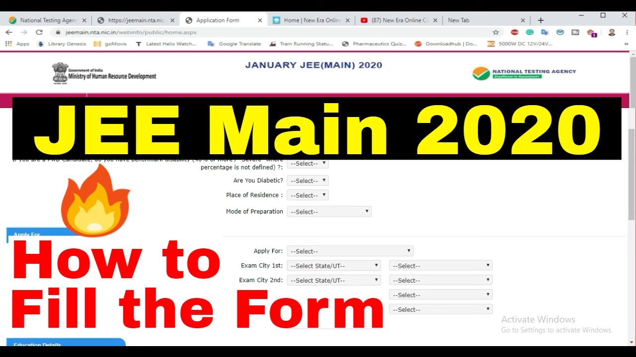 How to Fill JEE Main 2020 Application Form, Upload Scanned Images & Pay ...