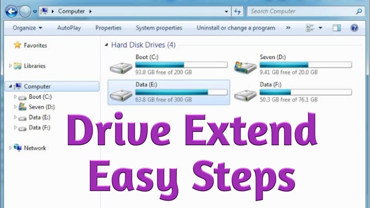 How to Extend Any Drive in Windows 7 without Software - YouTube
