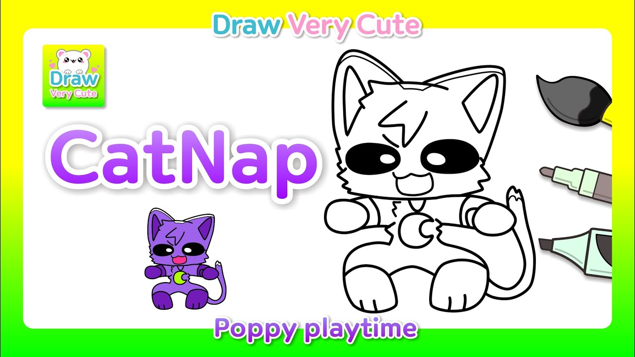 how to draw CatNap Poppy Playtime drawing and coloring cute anime ...