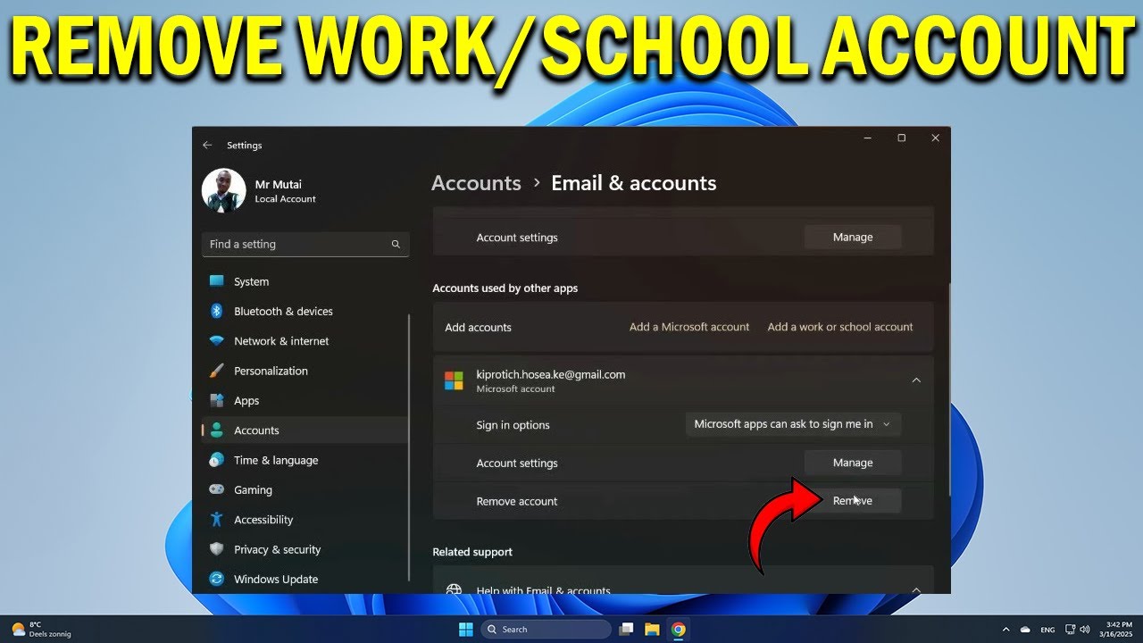How To Remove Work or School Account From Windows 11 (2024) - Quick Fix ...