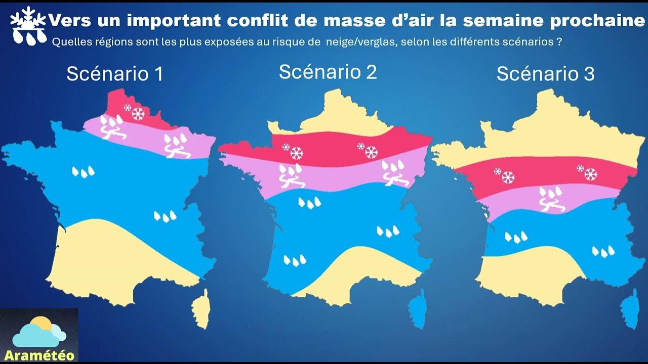 Conflit de masse d'air et risque de neige en plaine Mercredi/Jeudi prochain, tous les scénarios ...