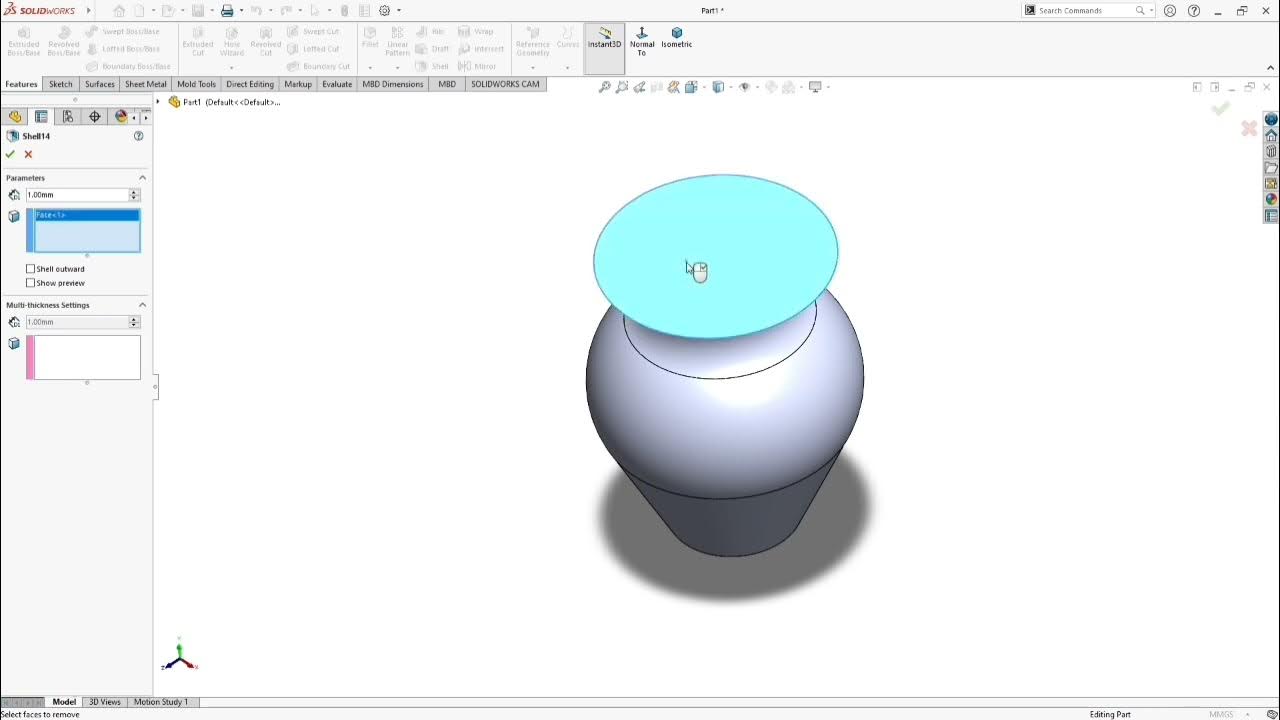 Solidworks shell command, Solidworks tutorial. - YouTube