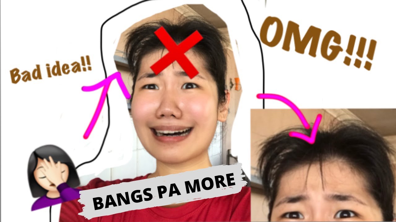 FIRST TIME CUTTING MY OWN BANGS!! (Fail or Not??) | Amormaxene - YouTube