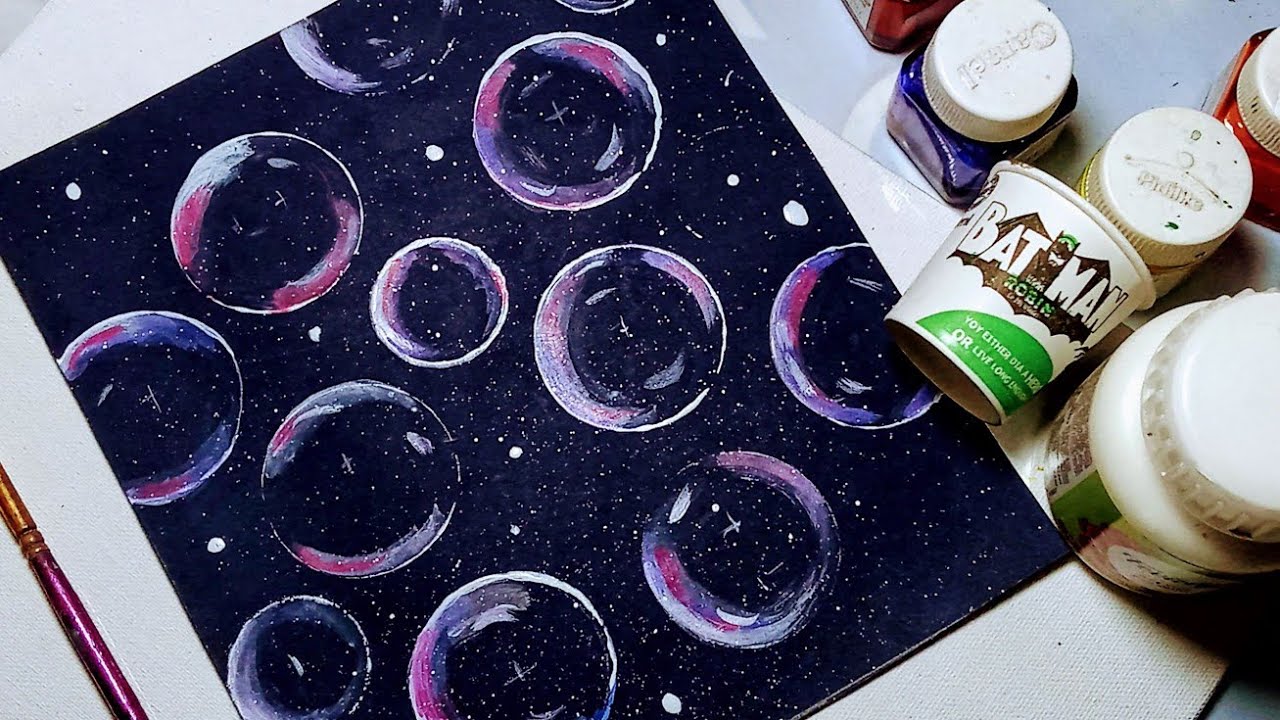 bubble painting tutorial how to paint bubbles easy acrylic painting - YouTube