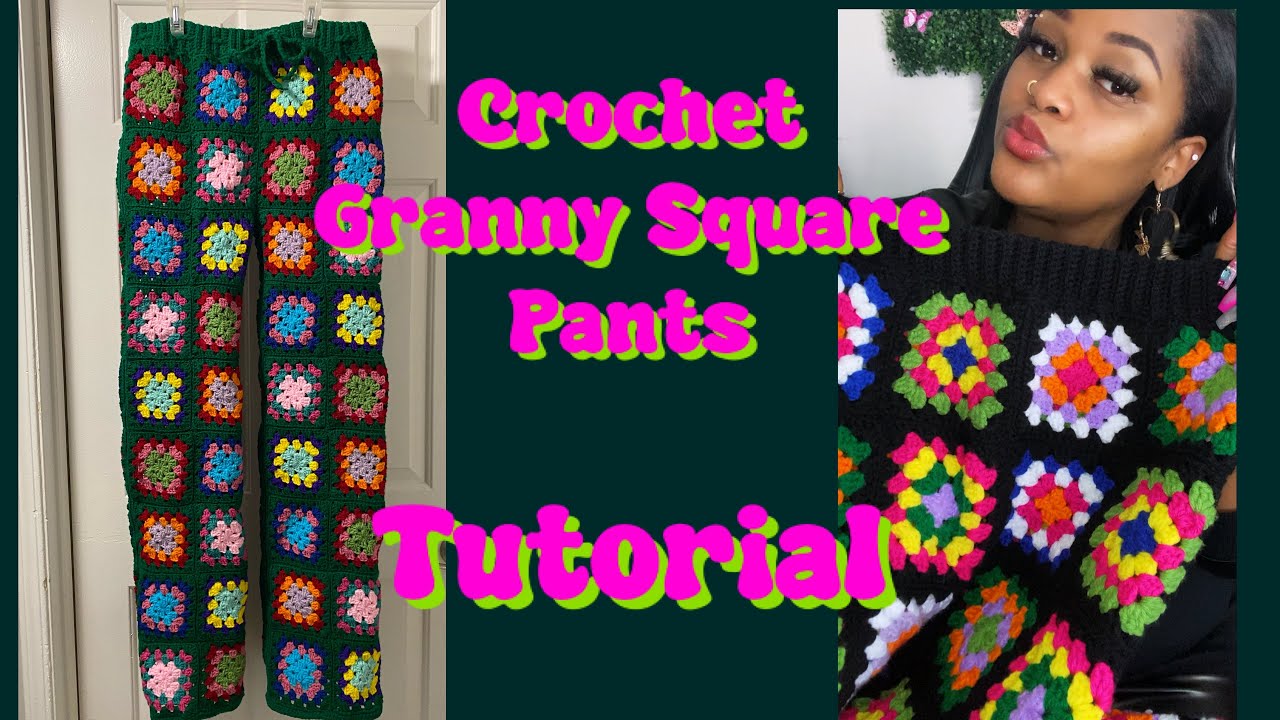 Trendy Crochet Granny Square Pants Tutorial - YouTube