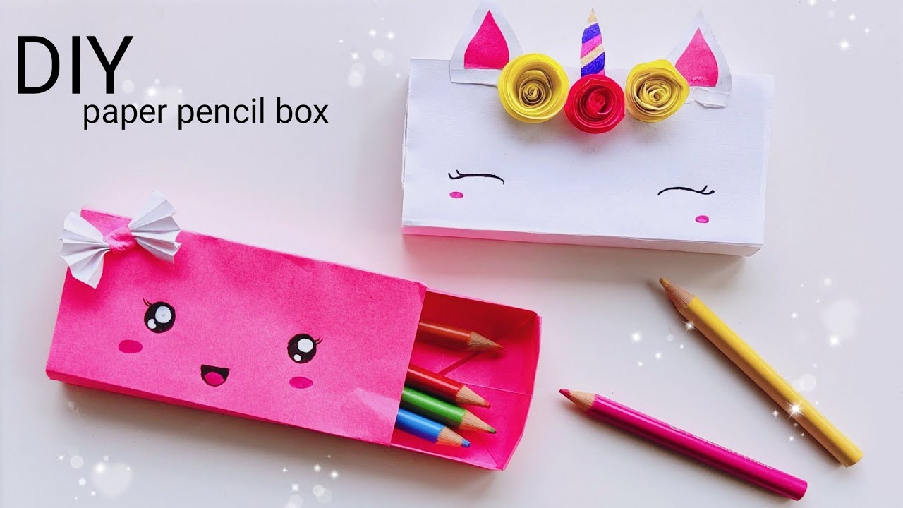 How to make paper pencil box/origami cute pencil box/DIY paper craft ...