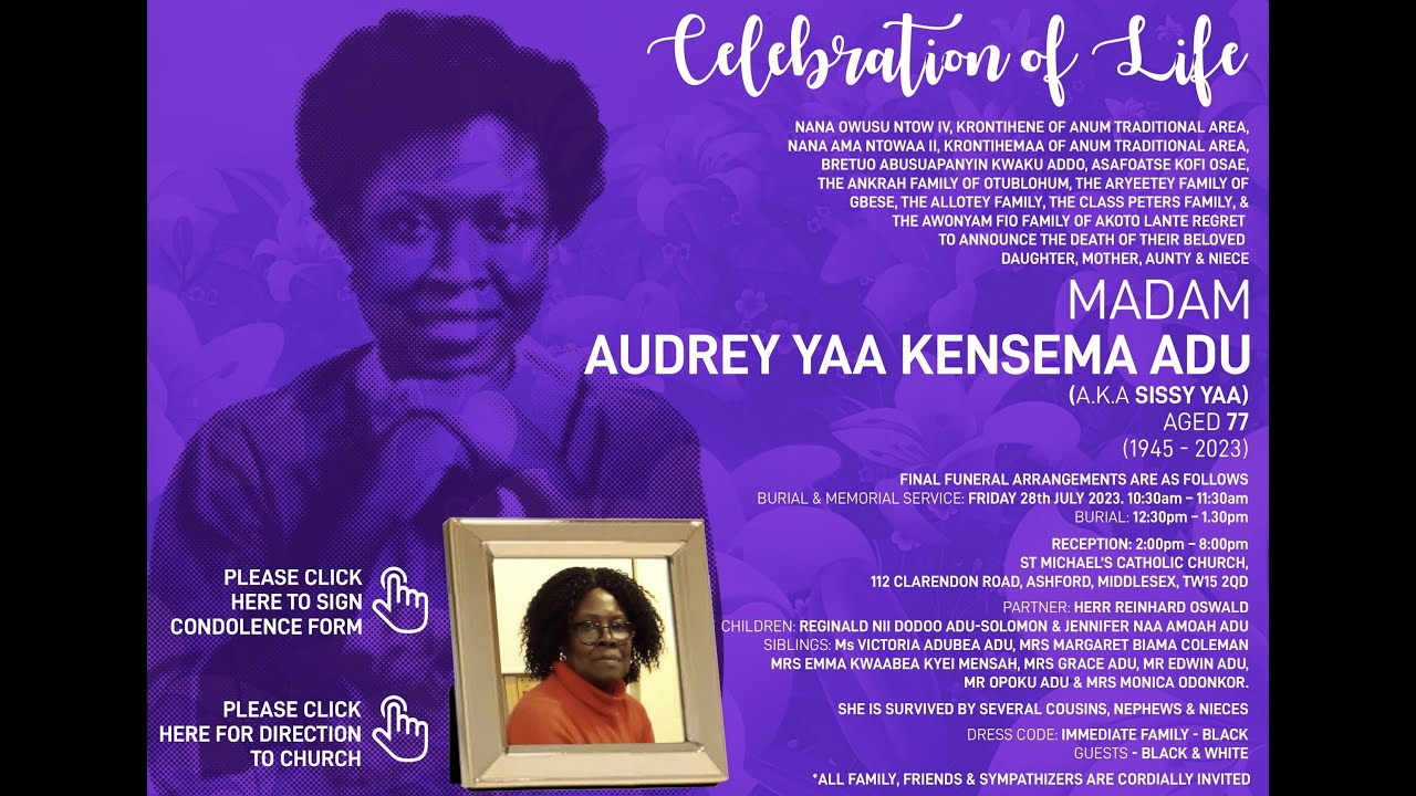 Audrey Yaa Kensema Adu’s Funeral - YouTube