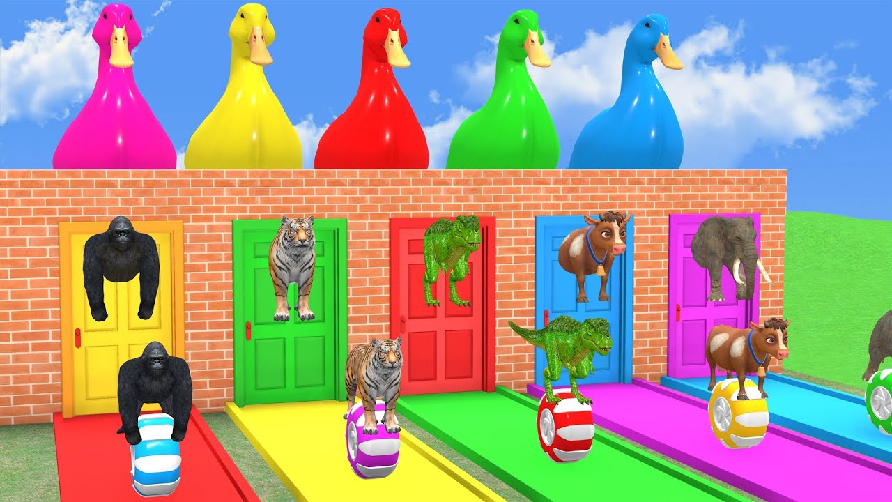 5 Giant Duck & Wild Animals Cage Game Cow Gorilla Rhinoceros Elephant ...