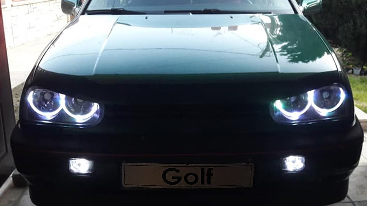 Volkswagen Golf 3 / Angel Eyes / Instal T10 LED COB Light Bulb - YouTube