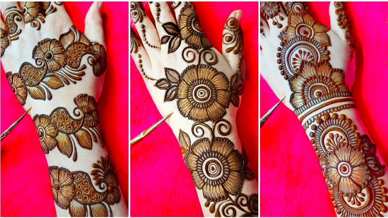 Top - 3 Latest Easy Arabic backhand mehndi design | Simple mehndi ...