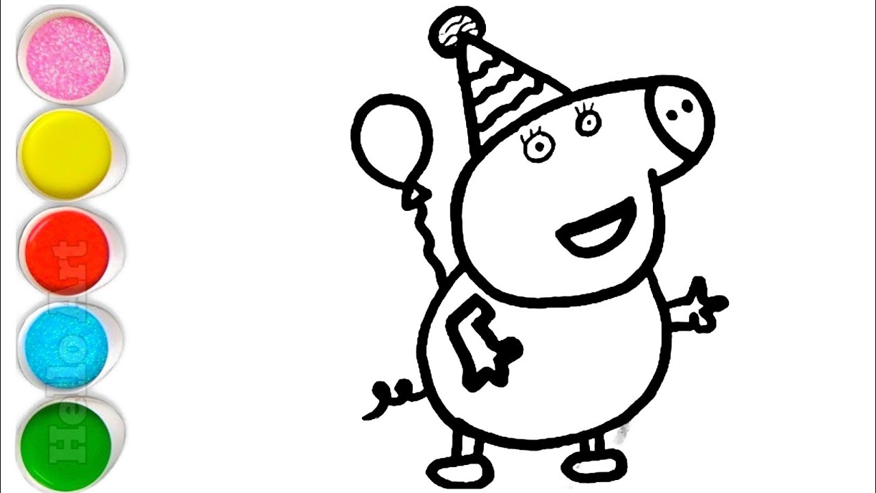Cute Pippa Pig Drawing, Painting and Coloring For Kids and Toddlers ...