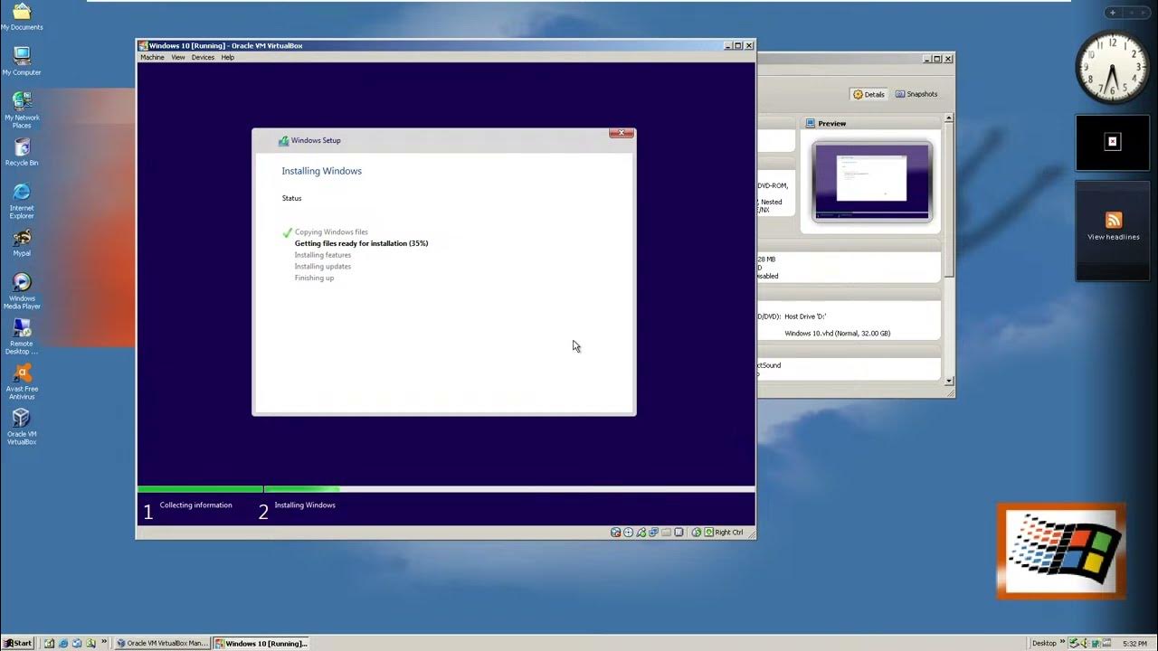 Installing Windows 10 22H2 x86 VM on Windows 2000! - YouTube