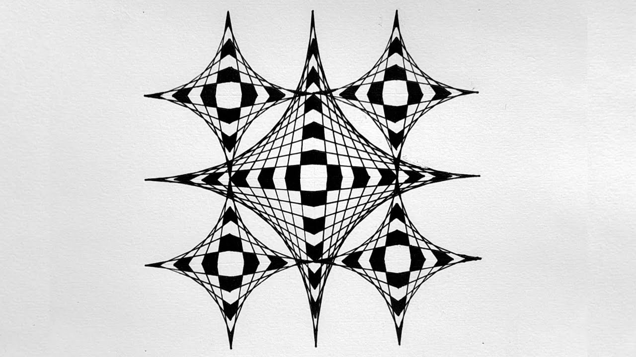 Geometric Star Design Using Straight Lines | How To Draw Simple ...