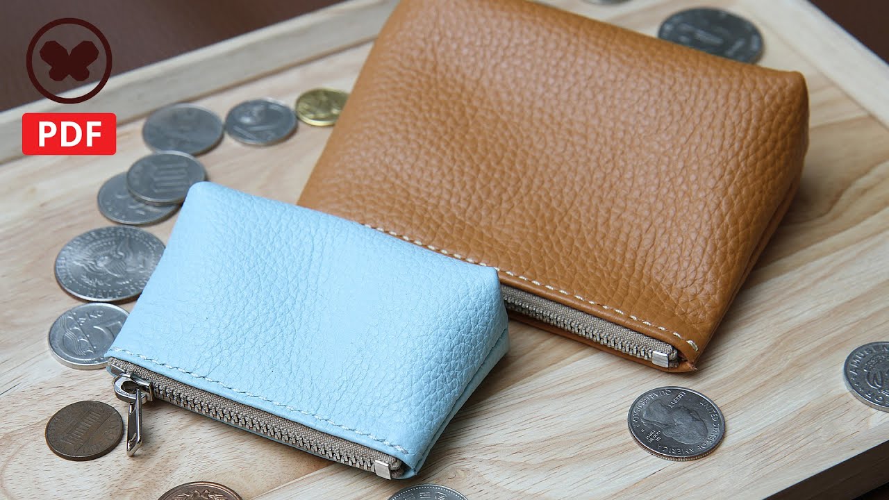 Making a leather coin purse, coin pouch (Free PDF pattern) 가죽 동전지갑 만들기 ...