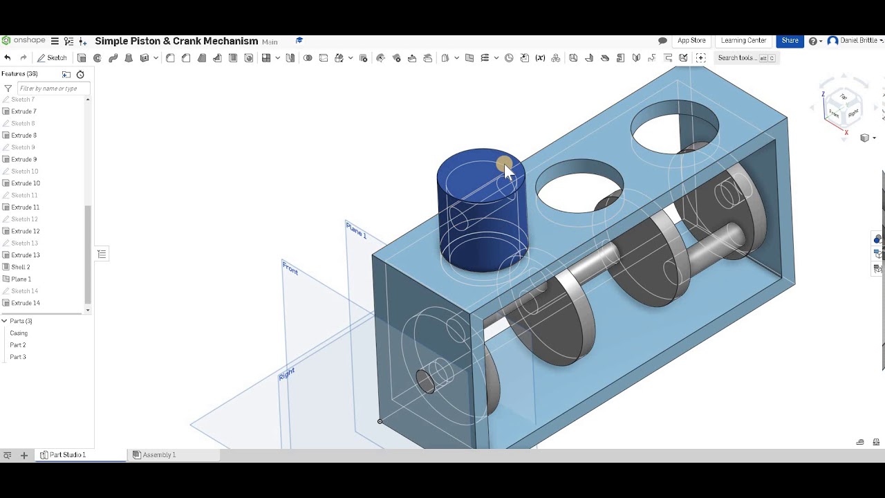 Simple Piston and Crank Mechanism 3 - YouTube