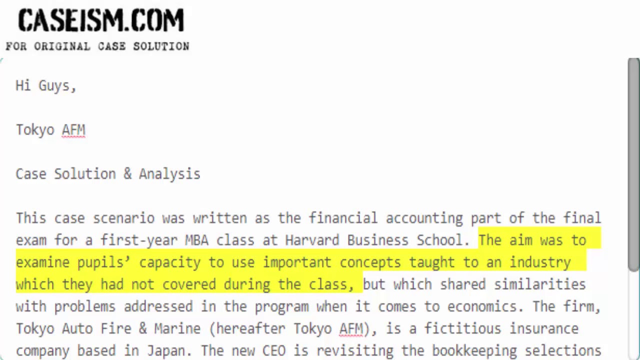 Tokyo AFM Case Solution & Analysis Caseism.com - YouTube