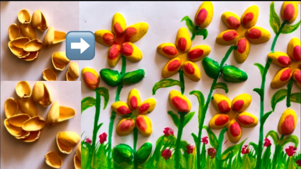 Pista shells flowers garden 🪴 painting // Simple and beautiful 🥰 - YouTube