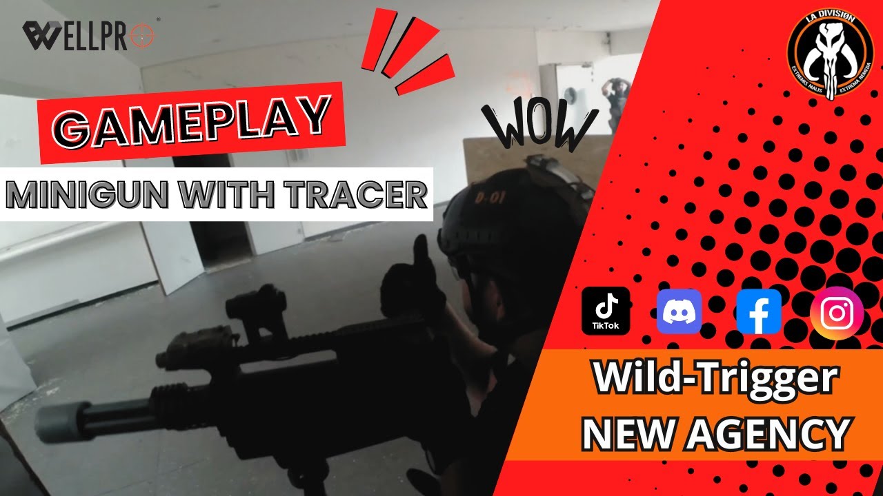 WORLD PREMIERE AIRSOFT - GAMEPLAY Minigun WELLPRO with WE23-TRACER RGB ...