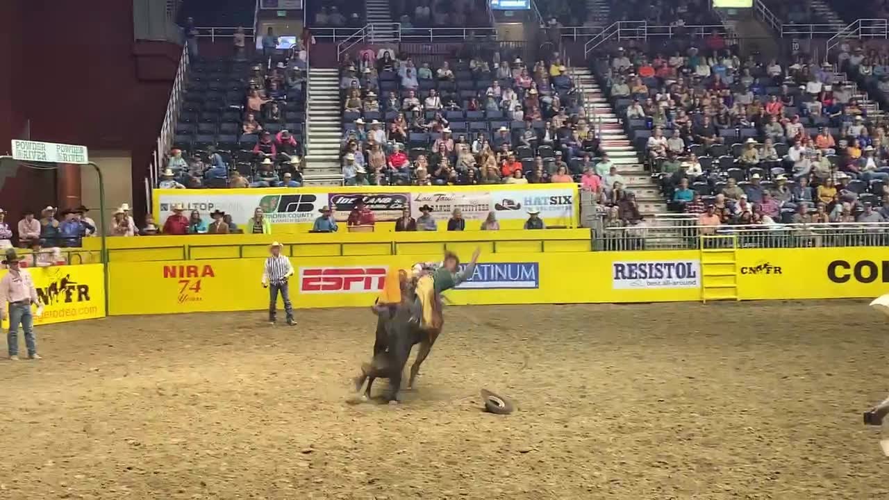 Cash Wilson saddle bronc Wednesday - YouTube