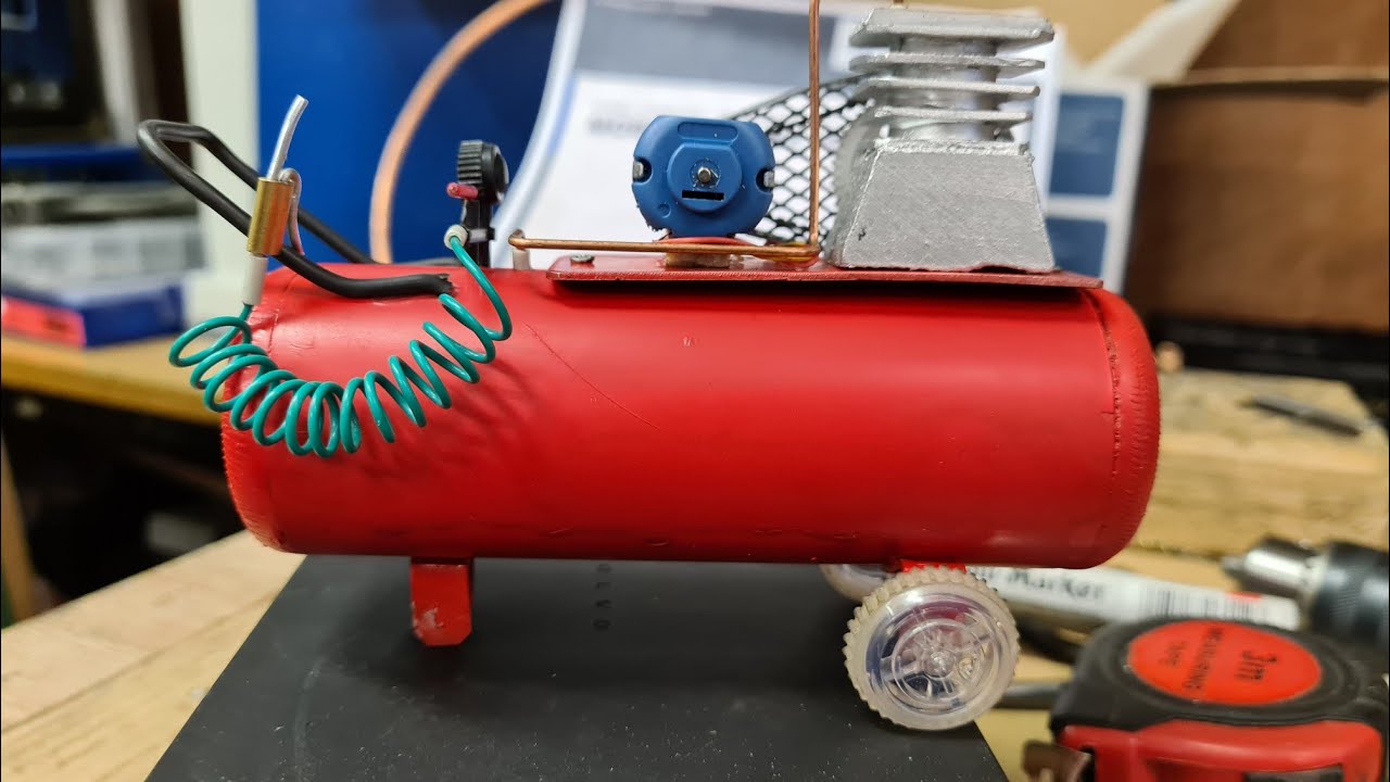 DIY how to build scale air compressor for garage diorama - YouTube