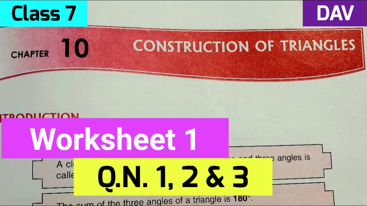 DAV class 7 maths chapter 10 worksheet 1 Q.N. 1, 2 and 3 - YouTube