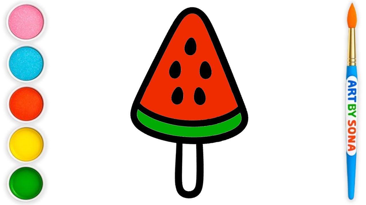 How to Draw a Cute Watermelon Ice Cream - Easy Watermelon Ice Cream ...