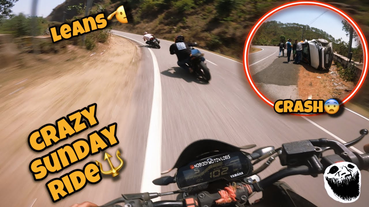 Brutal car crash😨|| Crazy lean game on sunday ride ⚡️🔱|| Akrapovic raw ...