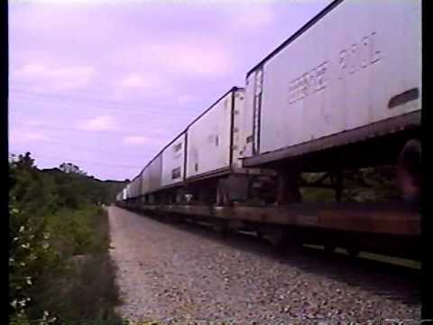Three GP50's on NS train 221 at Spartanburg, SC (1990) - YouTube