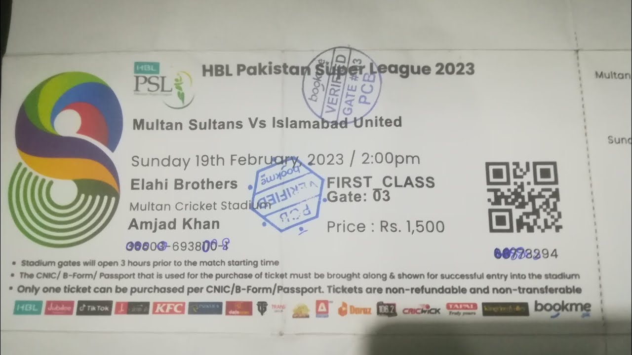 entry ticket in cricket stadium PSL 2023 - YouTube