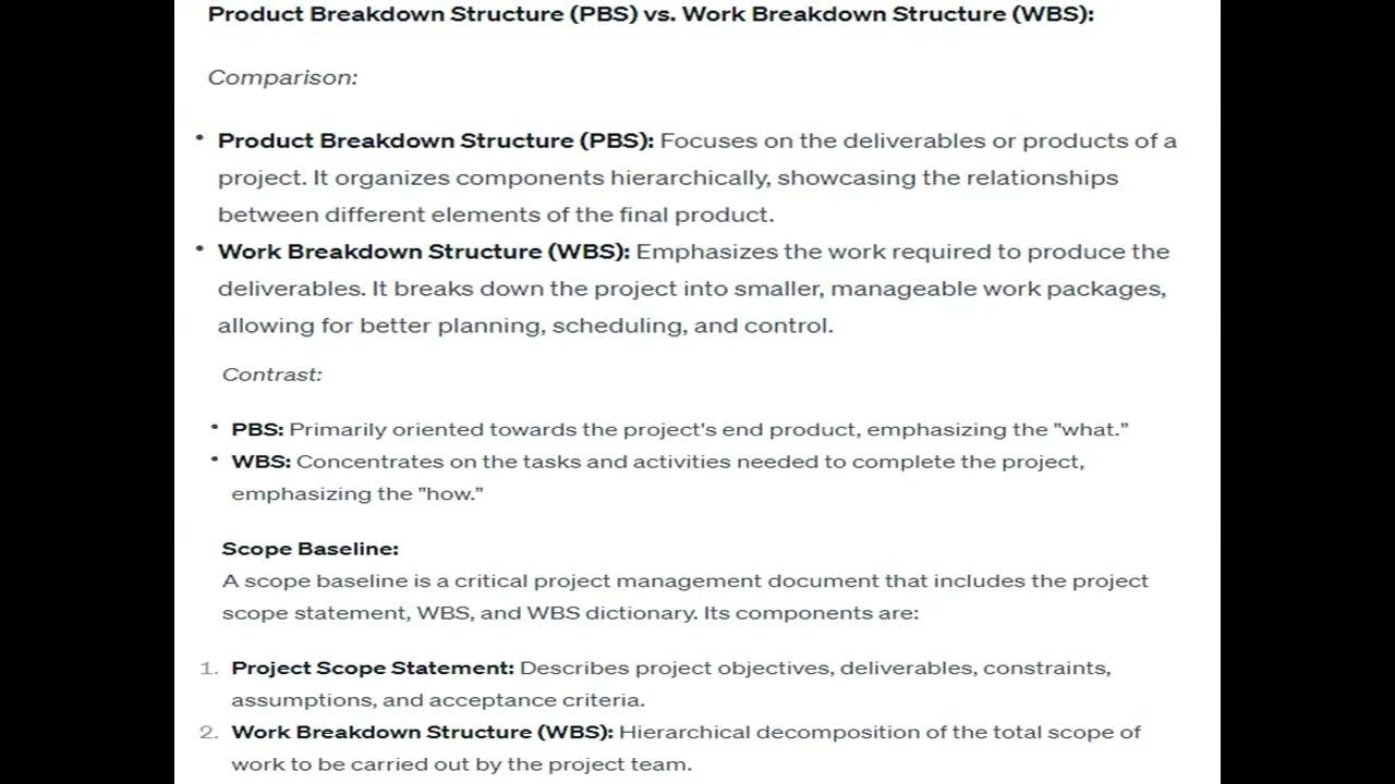 Compare and contrast a product breakdown structure PBS and a work ...