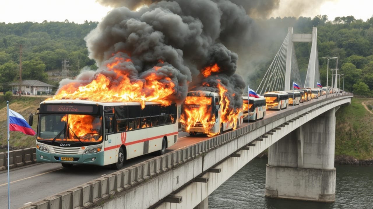 5 MINUTES AGO! Ukraine bombed 80 Russian buses supplying ammunition to ...