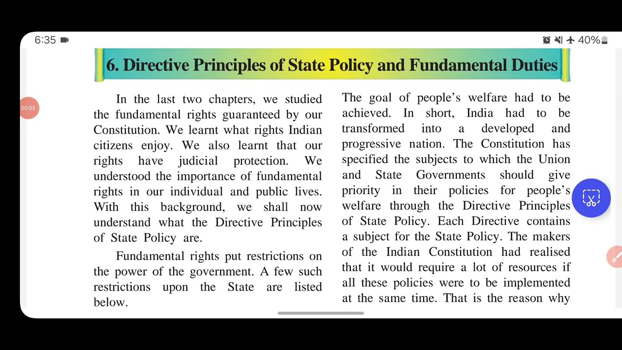 Std. 7 Civics Lesson 6 Directive Principles of State Policy and ...