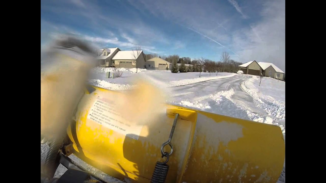 polaris scrambler plowing, moose 50" snow plow - YouTube