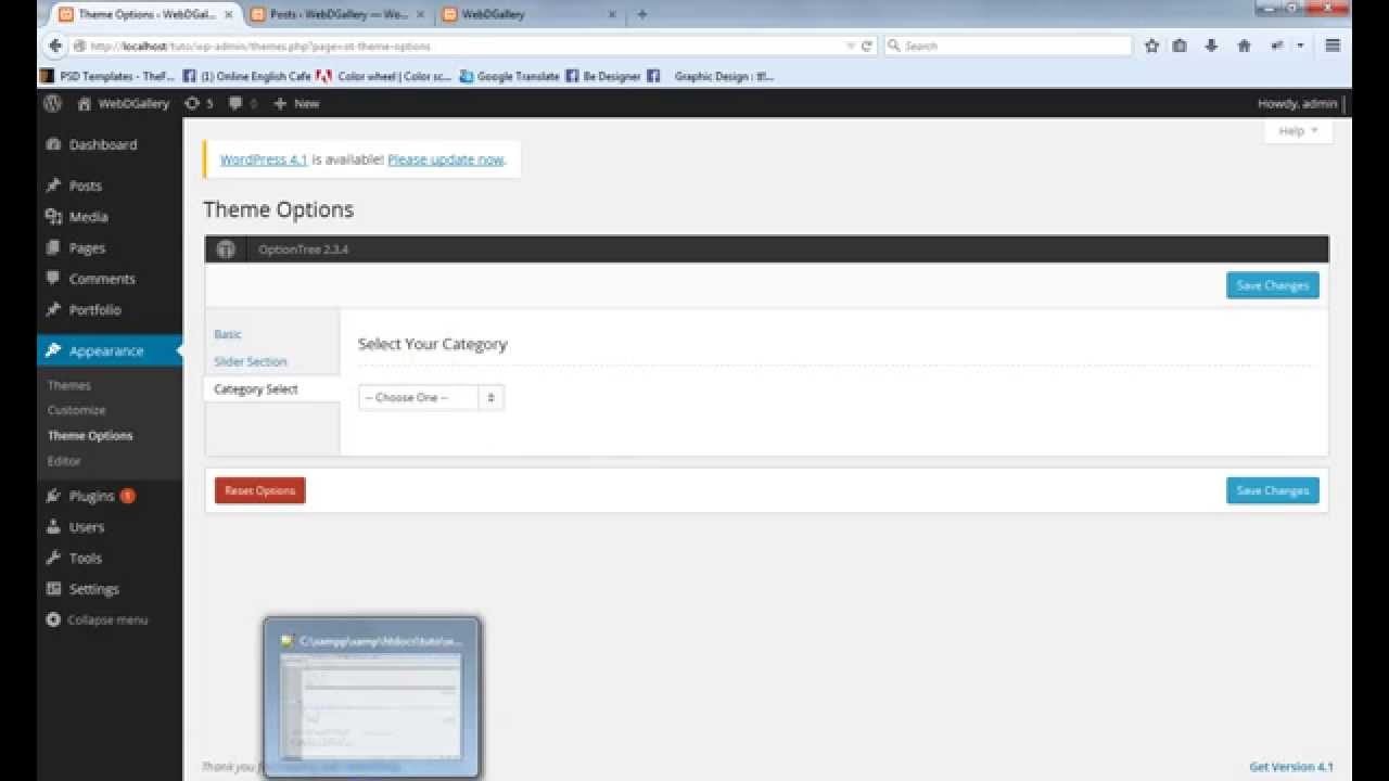 Option Tree Framework {Type - Category Select} WordPress - YouTube