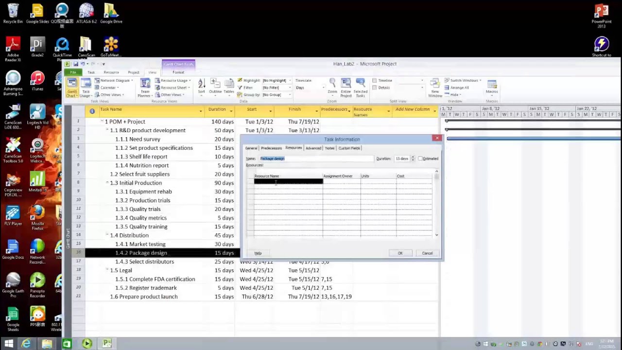 Han MS Project 2010 Lab2 Tutorials 1080 - YouTube