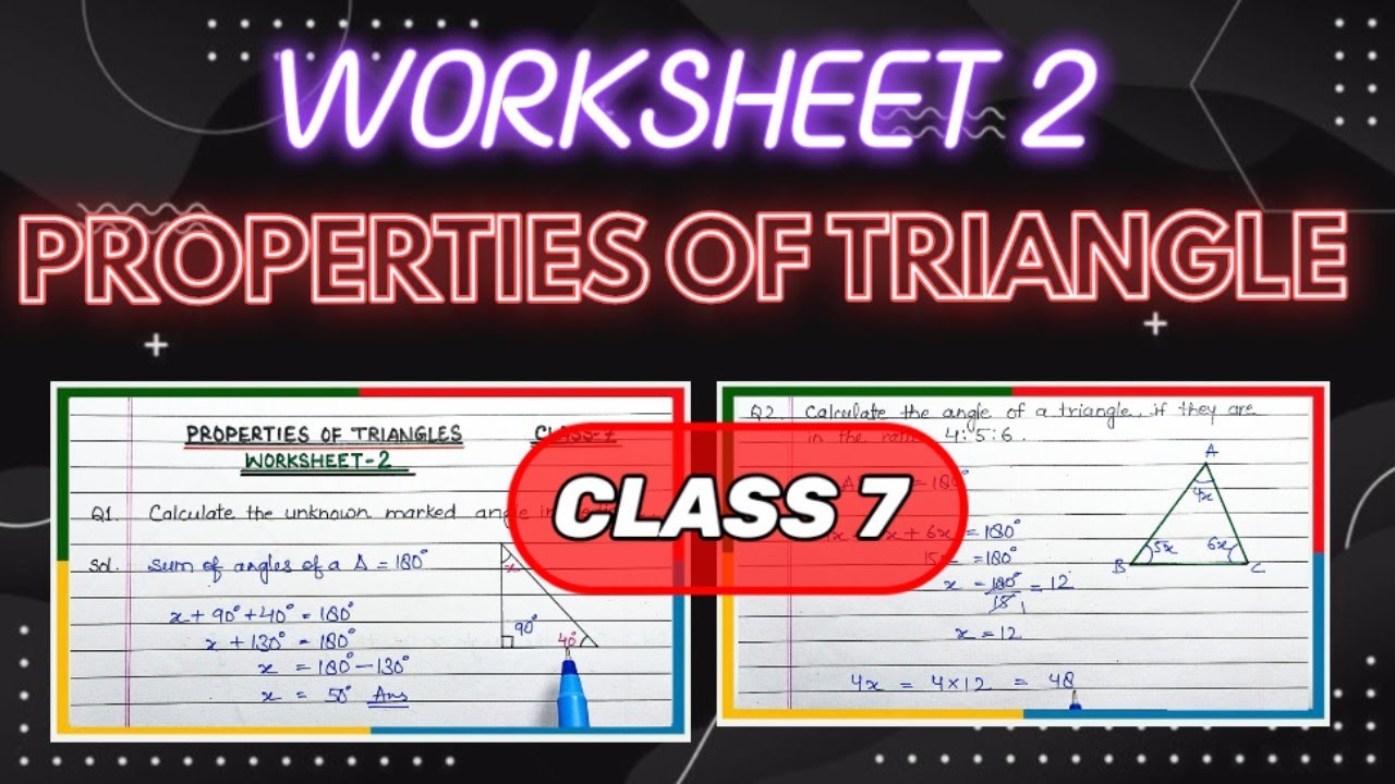 CLASS 7 Maths chapter 15 Properties of Triangle |Worksheet 2#Triangle # ...