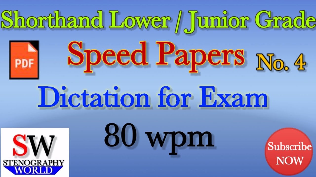 Shorthand Dictation 80 wpm in English // Speed papers No.4 // English ...