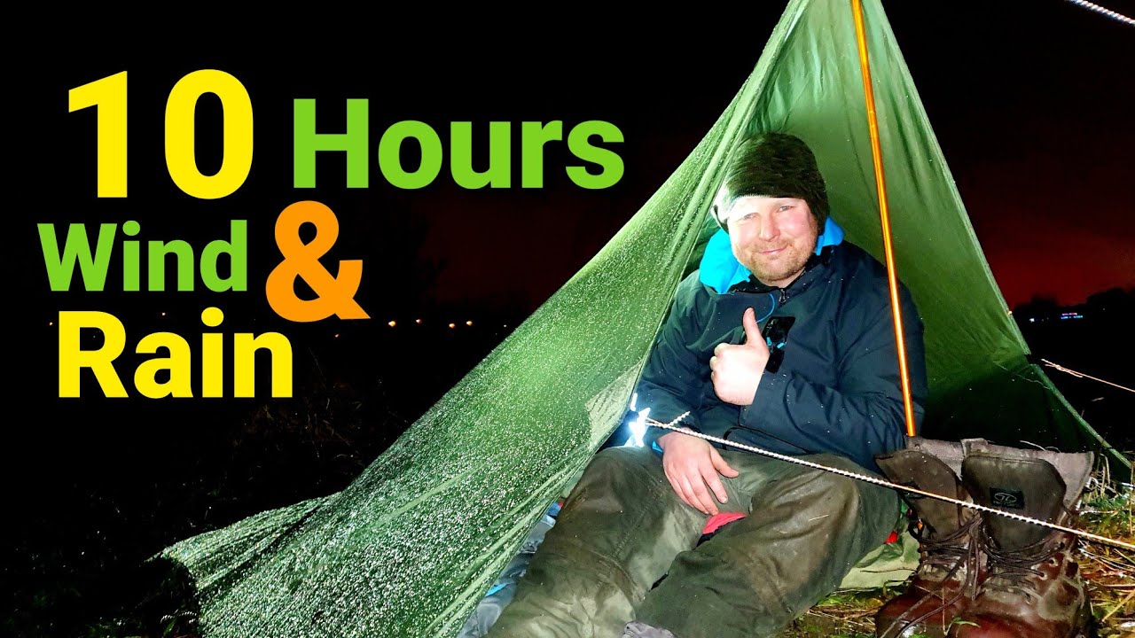 Urban midwinter camping in strong winds and heavy rainfall Bivvi bag ...