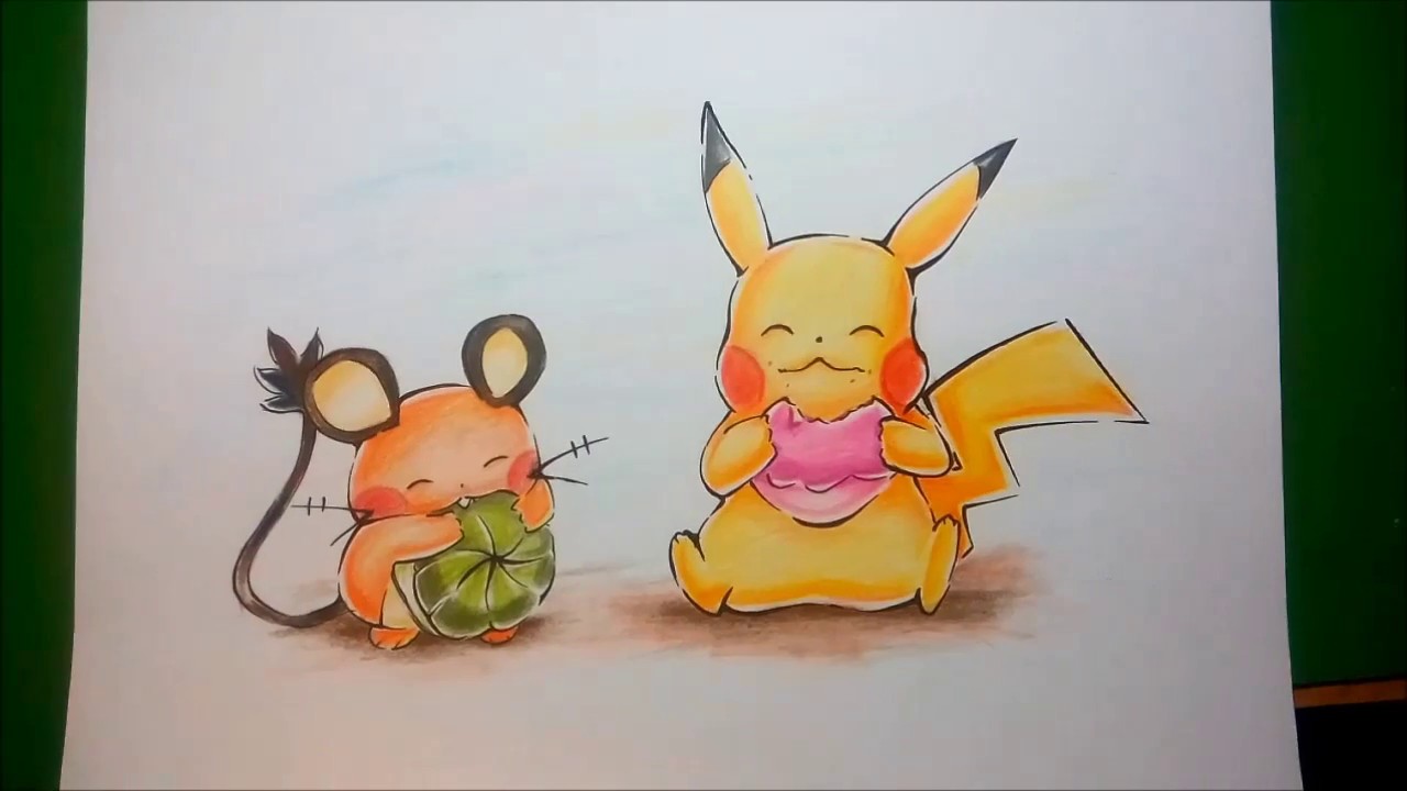 How To Draw Pokemon : Speed Drawing Kawaii Pikachu and Dedenne. - YouTube