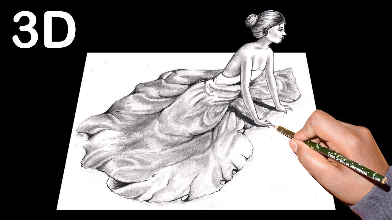 How To Draw A Girl Step By Step || Pencil Sketch Girl 3D Drawing || 3D ...