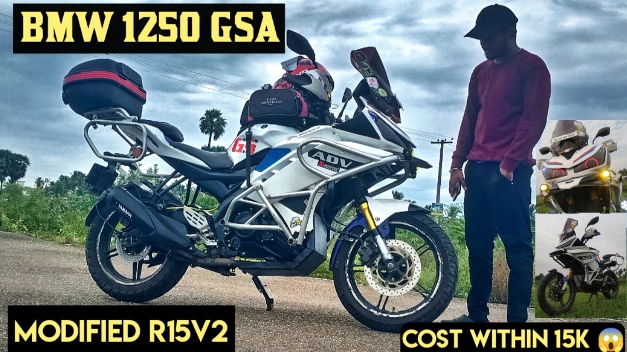 BMW 1250 GSA😲🔥/Insane Transformation🔥/R15v2 modified into BMW 1250 GSA🍁 ...