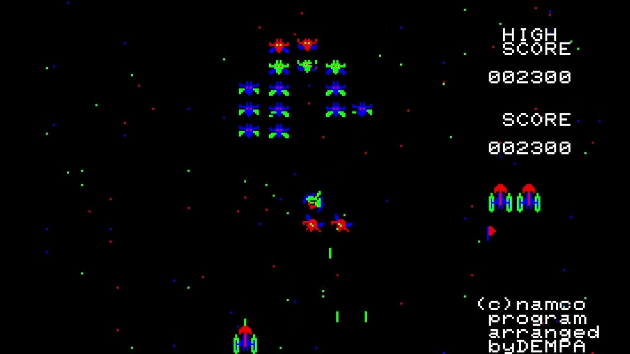 PC8001mk2版 ギャラクシアン・キャラ改 - YouTube