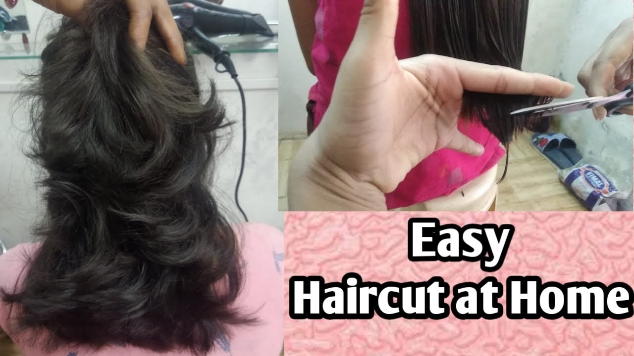 Haircut at Home || Salon Style Easy Haircut at Home - YouTube