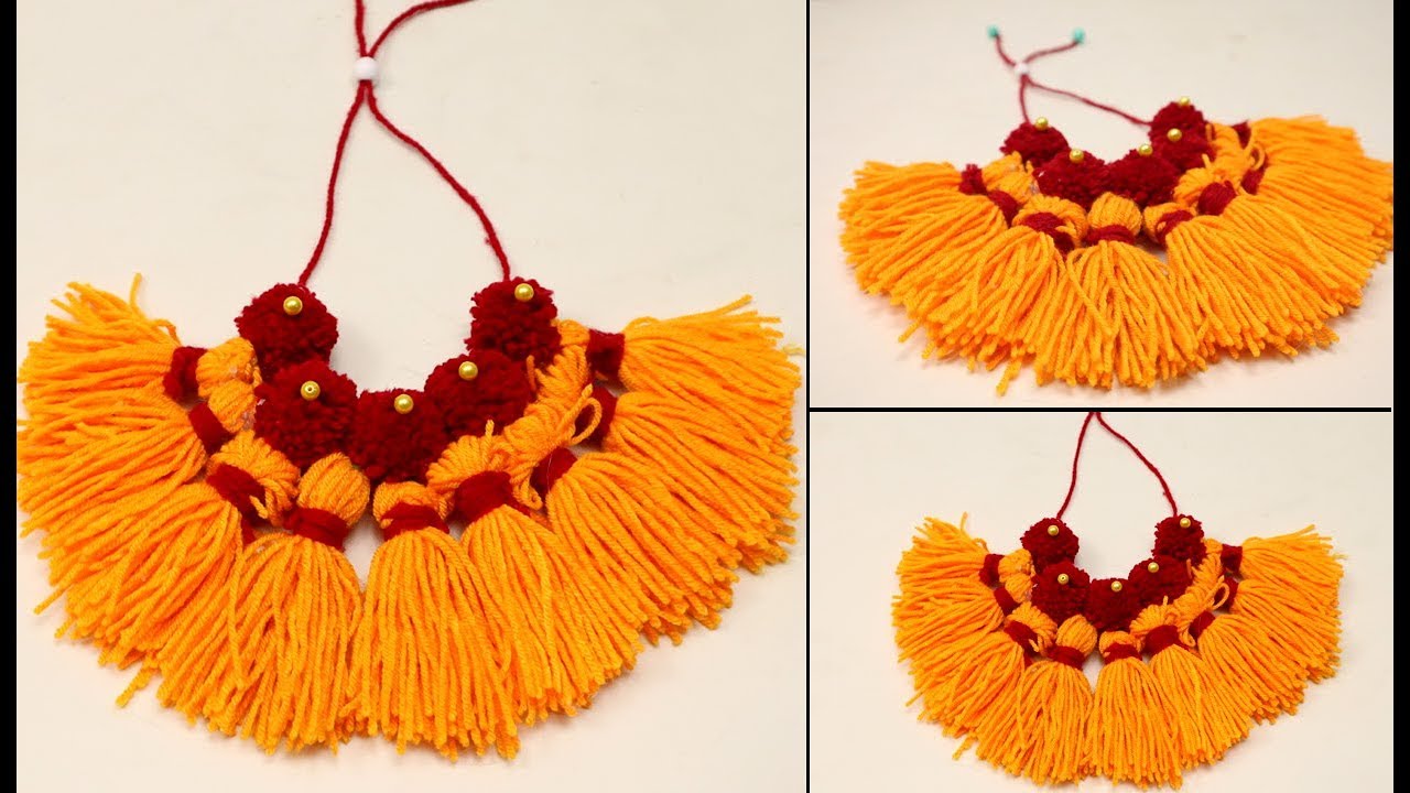 DIY Woolen Design - How To Make Beautiful Door/Wall Hanging || Woolen ...