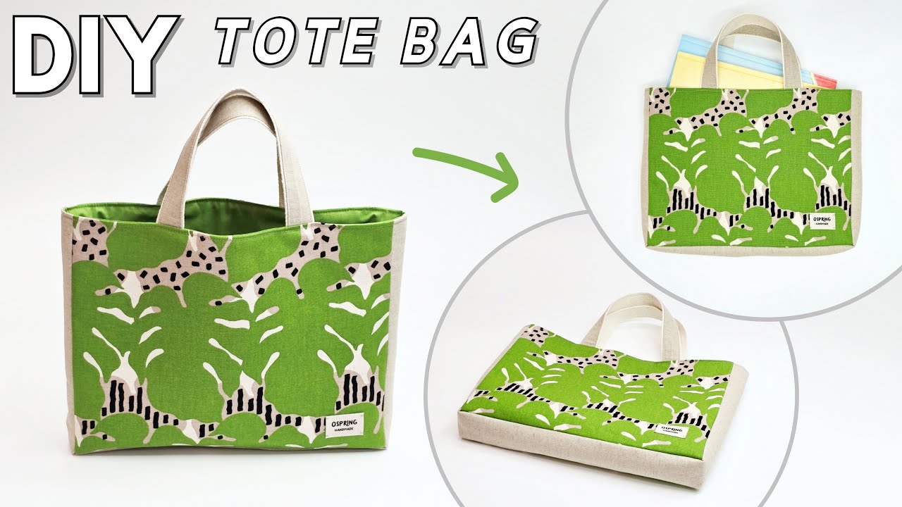 [DIY] Easy Sewing Tote Bag Tutorial 💖 How to make a Cute Totebag 💚💚💚 ...